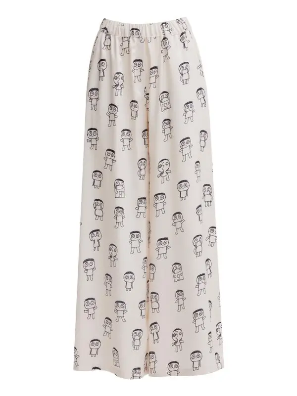 JULIA ALLERT Art Print Wide-leg Palazzo Trousers - Black