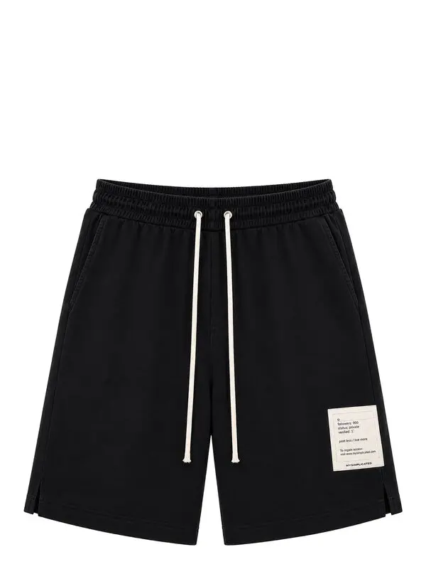 MYSIMPLICATED Oversized Cotton Bermuda Shorts With Drawstring Waist - Black