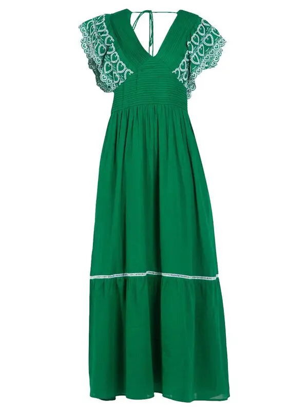 ROSE & NANCY Eleanor Cotton Maxi Dress - Green