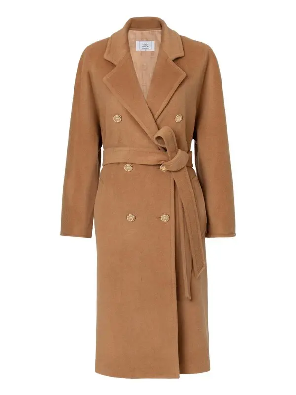 GIODORO Camel Cashmere Wool Blend Wrap Coat - Brown