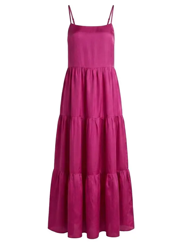 SILK AND BEARS Valentina Magenta Tiered Maxi Dress - Pink