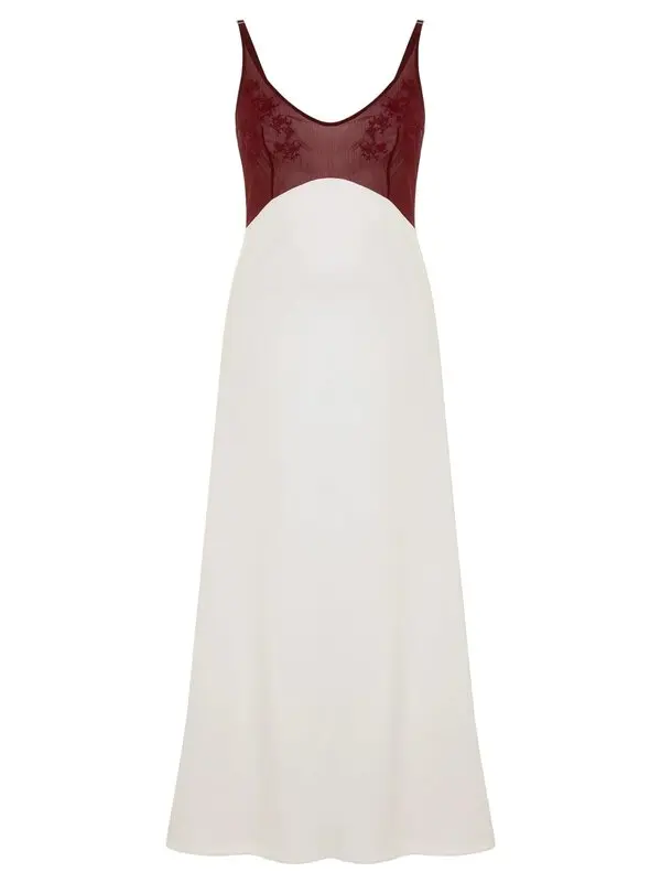 PCFG Embroidered Floral Midi Dress - White