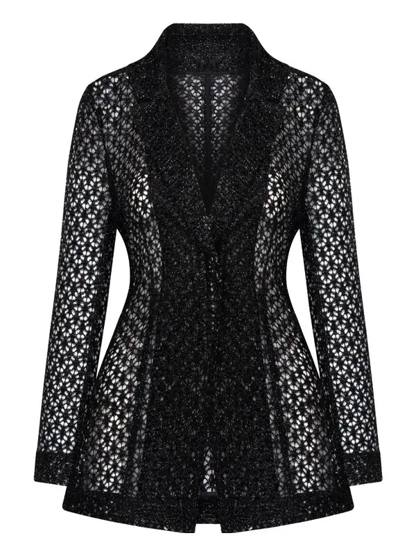 ELSAVA Lace Tailored Blazer - Black