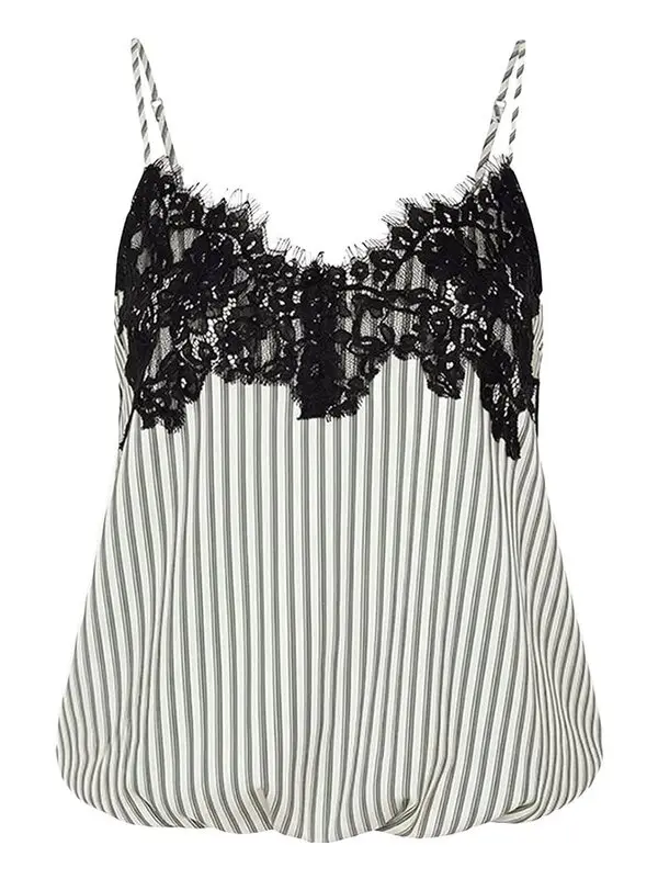 AMY LYNN Sienna Stripe Satin Lace Top - Green