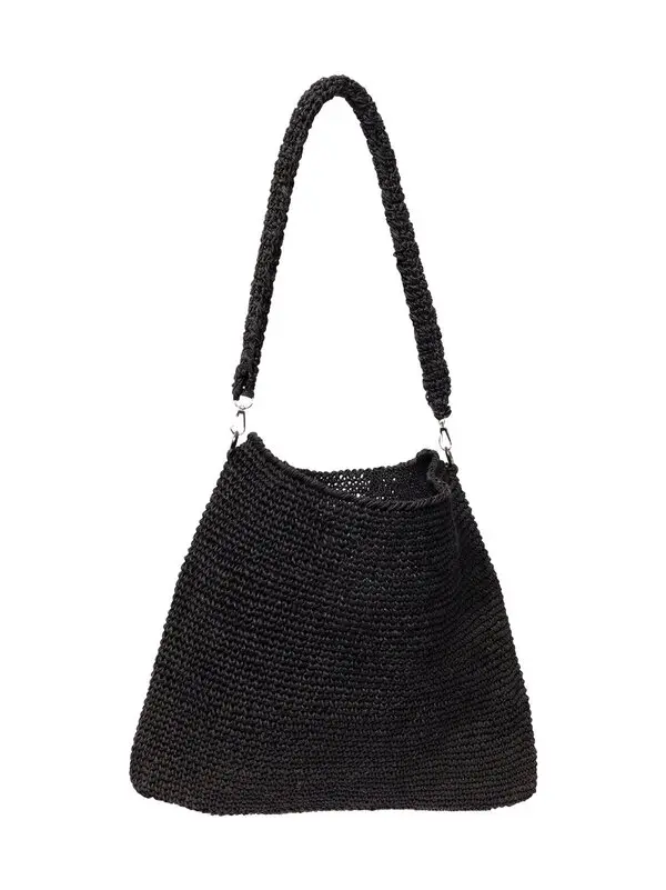 N'ONAT Nonat Amalfi Hand Crochet Raffia Shoulder Bag - Black
