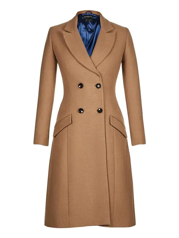 SERRAN LONDON Double-breasted Wool Coat - Brown