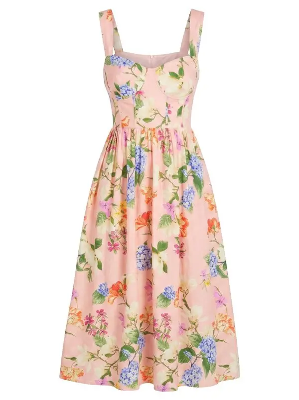 Yumi Kim Shauna Floral Linen Blend Midi Dress - Pink