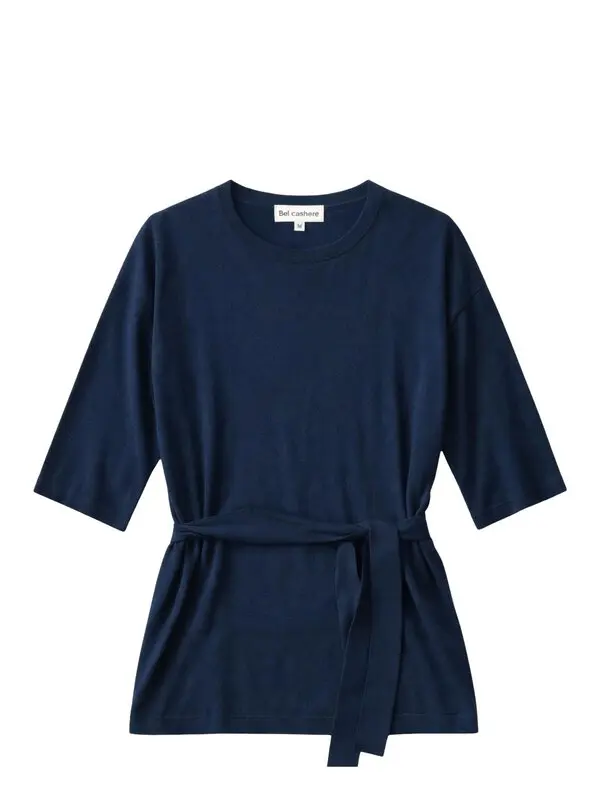BEL CASHMERE Elena Top With Belt - Blue