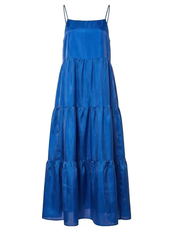 SILK AND BEARS Valentina Royal Tiered Maxi Dress - Blue