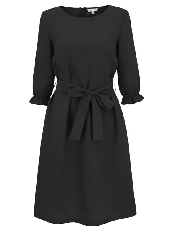 LEMUSE Stonewashed Linen Dress With Tie Belt - Black