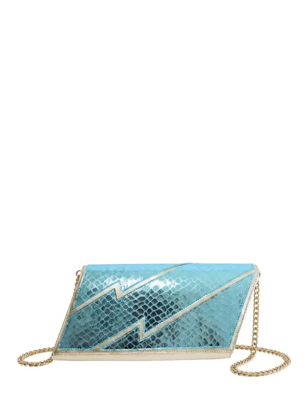 TERRY DE HAVILLAND Metallic Leather Clutch Bag - Gold/blue