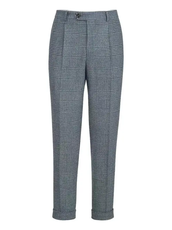 Brunello Cucinelli Prince Of Wales Flannel Trousers - Blue