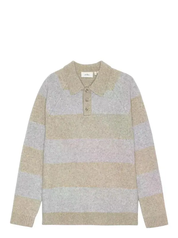 LES DEUX Striped Raglan-sleeve Polo Shirt - Neutrals