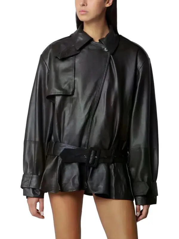 ROTATE BY BIRGER CHRISTENSEN Biker Leather Jacket - Brown