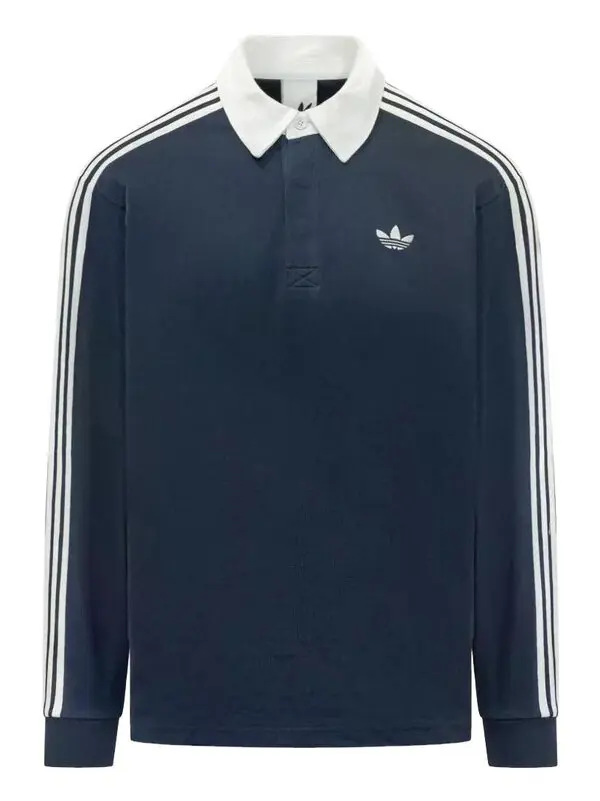 Adidas 3-stripes Rugby Long-sleeve Polo - Blue