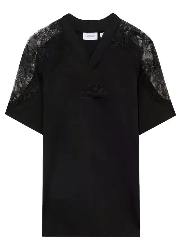 Off-White Lace Insert Soccer Dress - Black