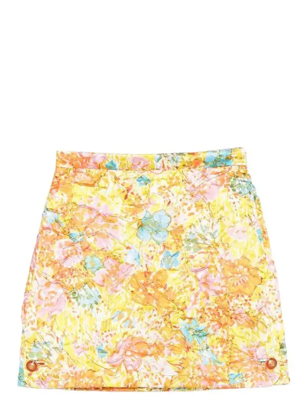 Versace Floral Print Mini Skirt - Yellow