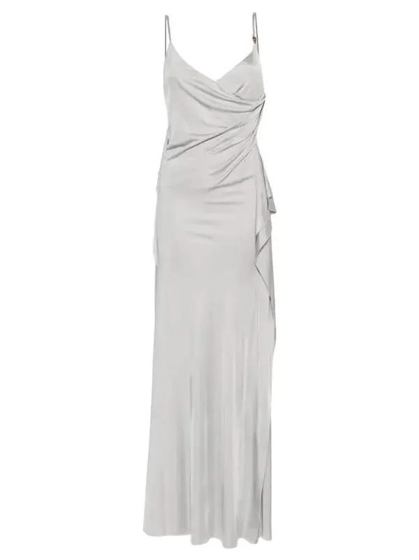 Versace Sleeveless Draped Gown - Grey