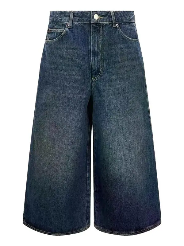 Soeur Faded Wide-leg Denim Shorts - Blue