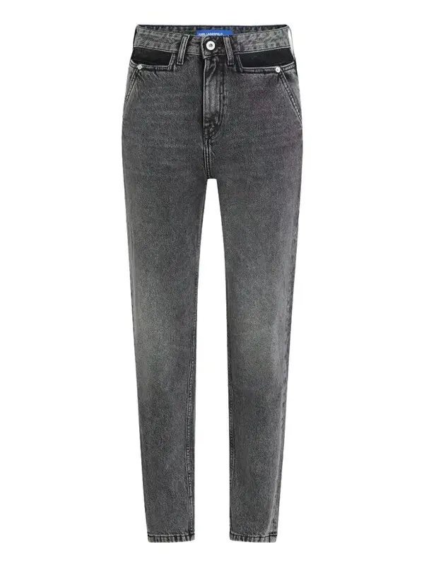 Karl Lagerfeld Logo-patch Washed Cut-out Jeans - Grey