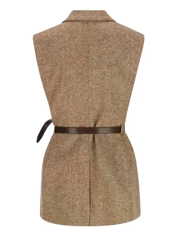 Brunello Cucinelli Belted Double-breasted Waistcoat - Brown
