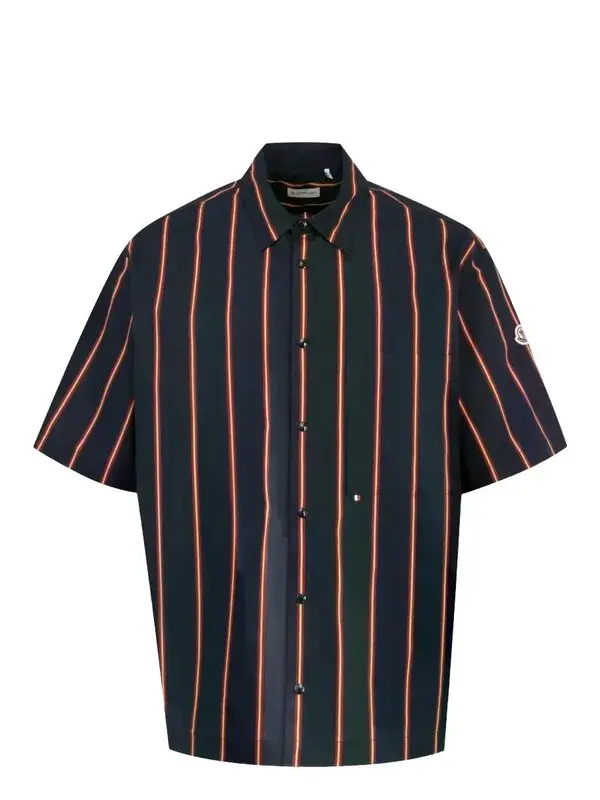 Moncler Striped Cotton Short-sleeve Shirt - Blue