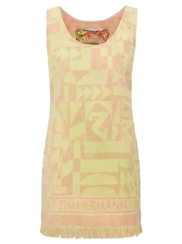 Zimmermann Solstice Geometric-pattern Fringed Mini Dress - Yellow