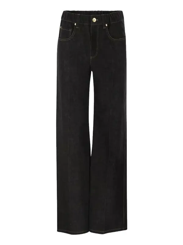 Brunello Cucinelli Wide Leg Cotton Denim Jeans - Black