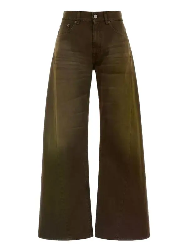 MAISON MARGIELA Cotton Faded Panelled Wide Leg Jeans - Brown