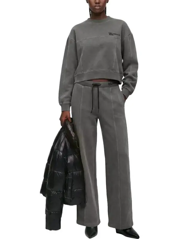 Karl Lagerfeld Boxy Washed Crewneck Sweatshirt - Grey
