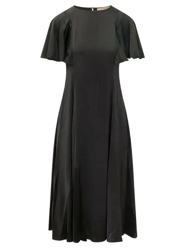 Michael Kors Cape Sleeve Satin Midi Dress - Black