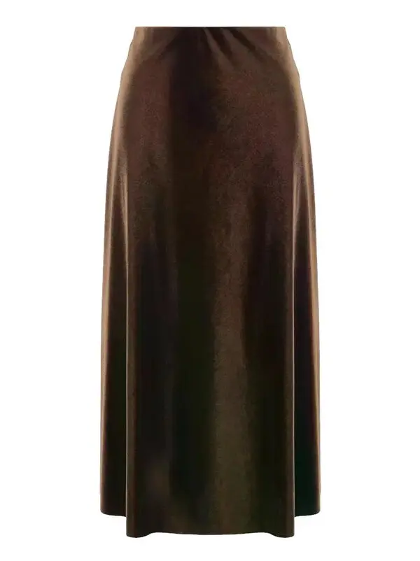 F.IT Velvet Effect High-waisted Midi Skirt - Brown