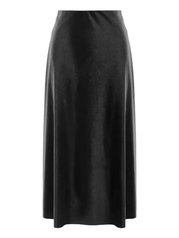 F.IT Velvet-effect High-waisted Midi Skirt - Black