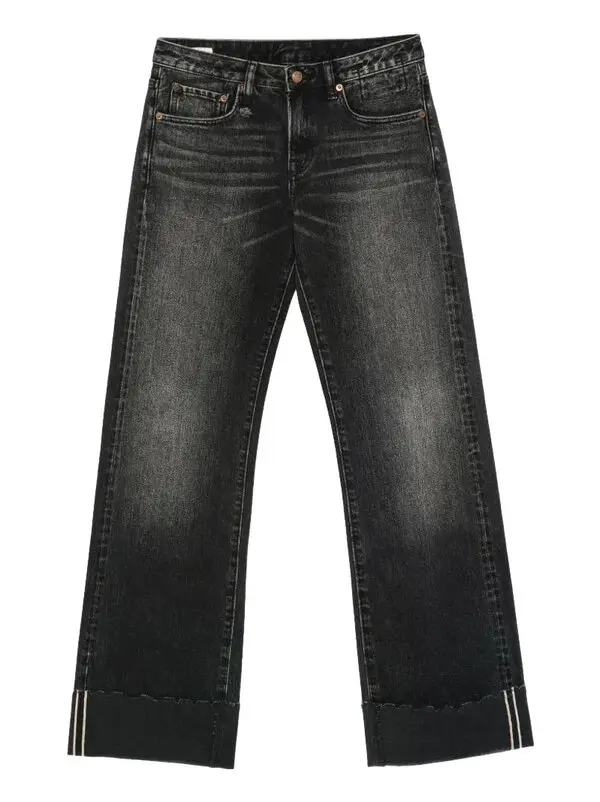 R13 Effie Cuffed Jeans In Faded Wash - Black
