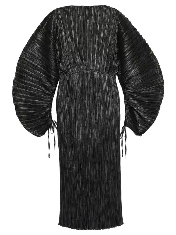 Cult Gaia Freda Plissé-effect Balloon-sleeve Midi Dress - Black