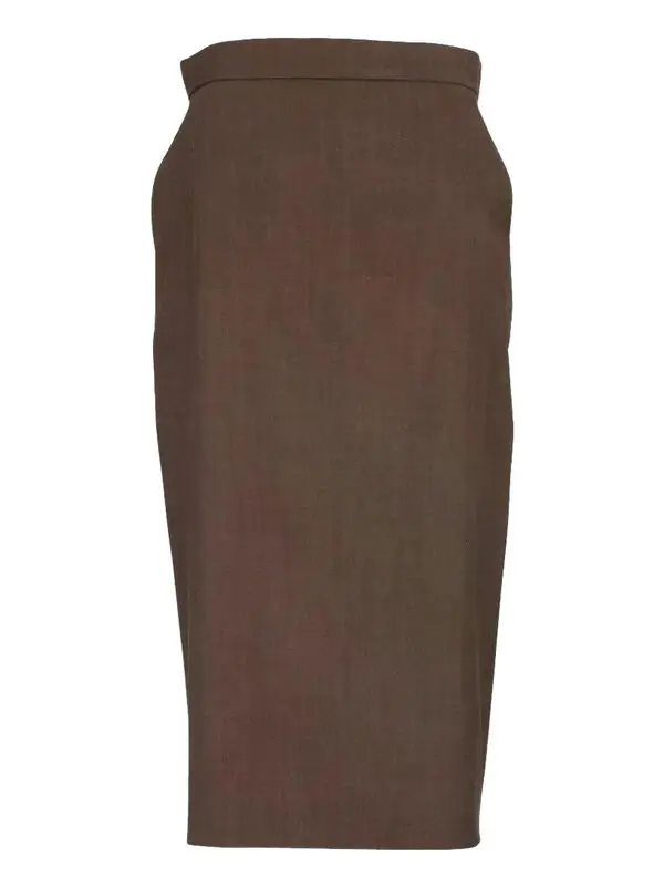 Max Mara Wool Gabardine Pencil Skirt - Brown