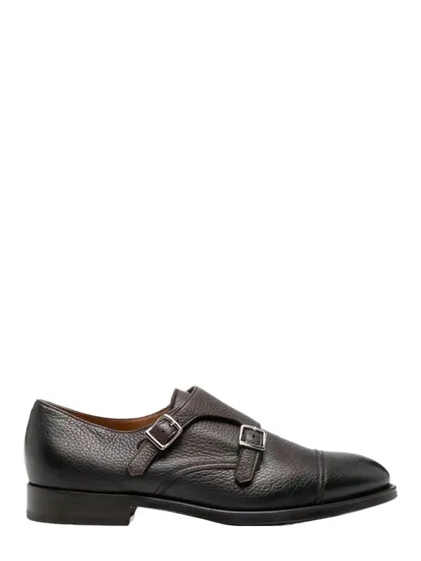 DOUCAL'S Grained Leather Monk Strap Shoes - Brown