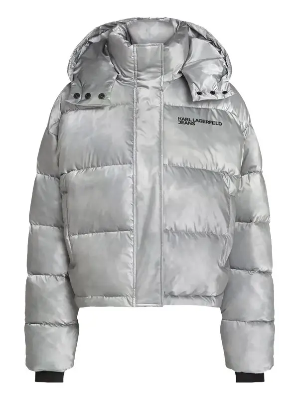 Karl Lagerfeld Cropped Puffer Jacket - Silver