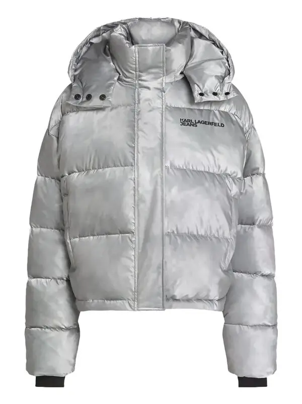 Karl Lagerfeld Cropped Puffer Jacket - Silver