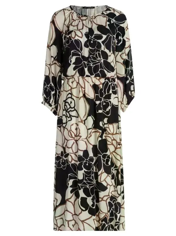 BETTY BARCLAY Floral-print Long Sleeve Maxi Dress - Neutrals