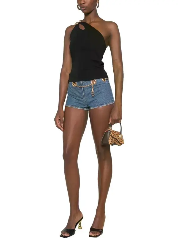 Cult Gaia Baba Chain-belt Denim Shorts - Blue