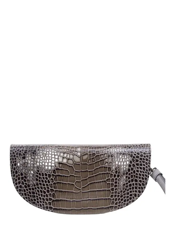HESTER VAN EEGHEN Mezza Luna M Croco Ash Clutch - Grey