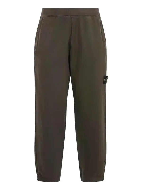 Stone Island Logo-badge Cotton-fleece Track Pants - Brown