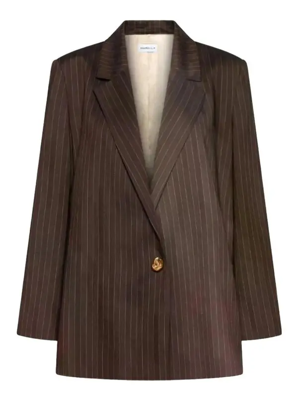 Marella Pinstripe Single-breasted Blazer - Brown