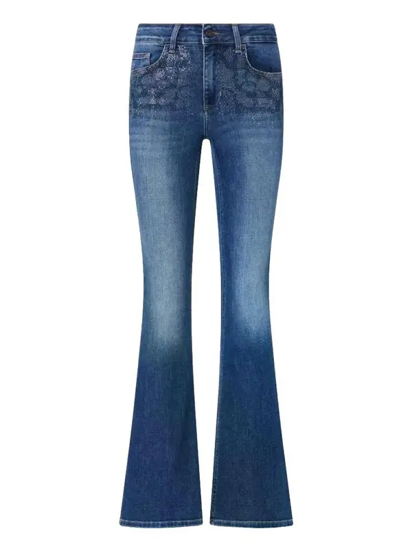 Liu Jo Bootcut Jeans With Rhinestone Embellishments - Blue