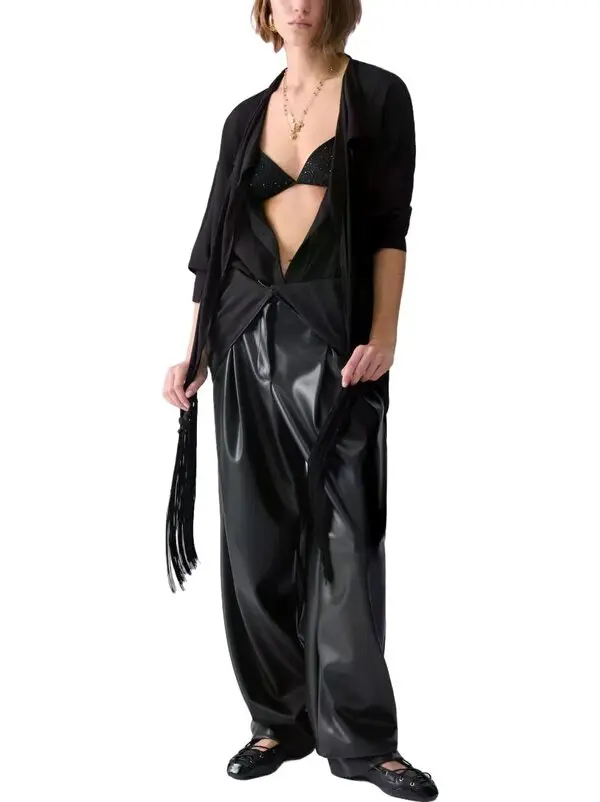 Liu Jo Crêpe De Chine Shirt With Decorative Scarf - Black