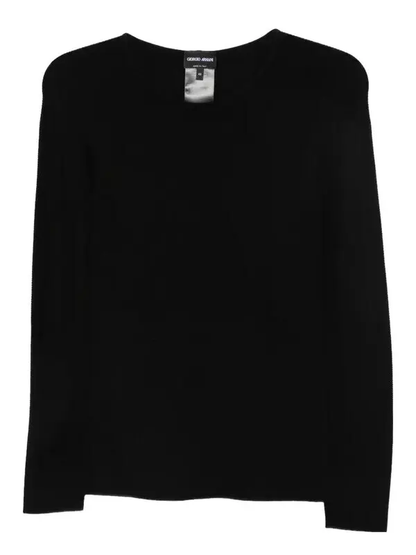 Giorgio Armani Fine-knit Round-neck Sweater - Black
