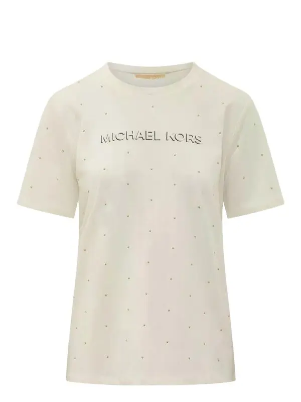 Michael Kors Stud Embellished Logo T-shirt - Neutrals