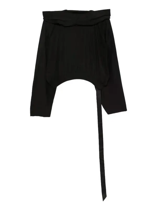 Rick Owens Cropped Hooded Jacket With Gathered Detailing And Ribbon Trim - Black