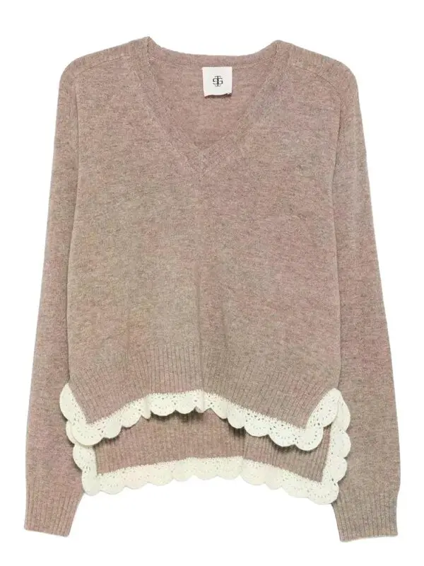 THE GARMENT Como Crochet-trim V-neck Sweater - Neutrals